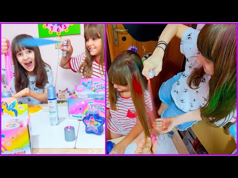 Slime e capelli arcobaleno per Alyssa e Azzurra! 🦄Con gli Unicorn magic potion