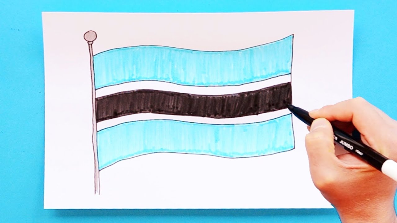 How to draw the National Flag of Botswana (Africa) - YouTube