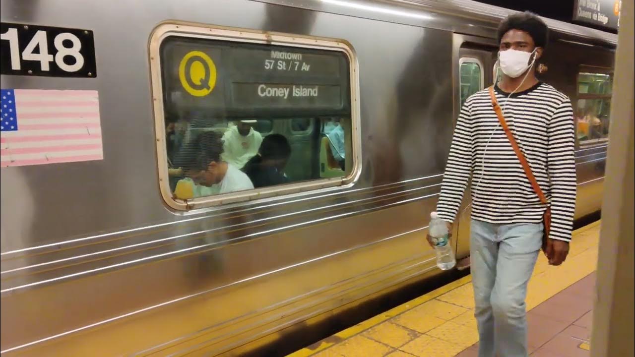 MTA NYC Subway: Manhattan bound Kawasaki R68A (Q) Express Train departing @ DeKalb Avenue ...