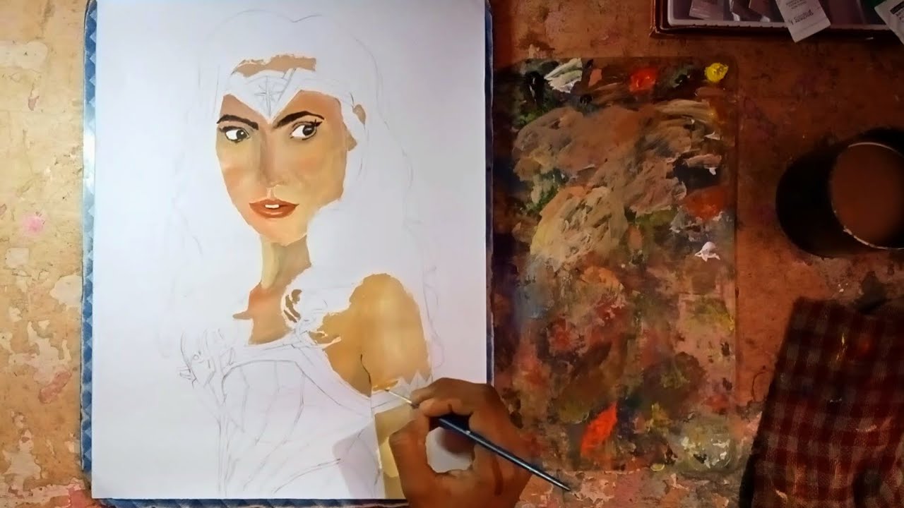 oil painting of Gal Gadot and wonder woman | artist palette | Part 1 ...