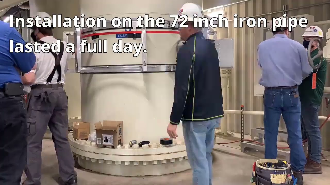 Installing a HydroFLOW Device on 72 Inch Pipe in a Power Plant - YouTube