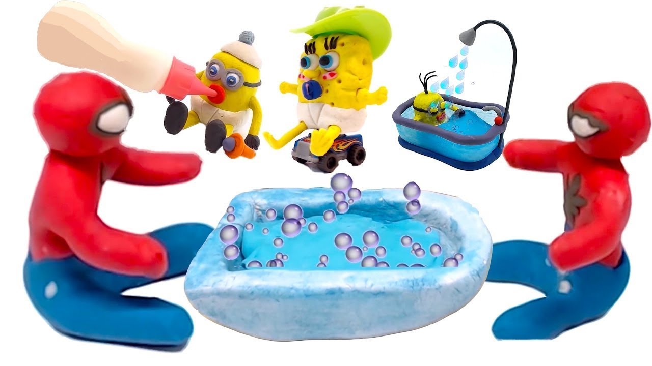 Fun Baby Bathing Video Play DOh Stop Motion Animation - YouTube
