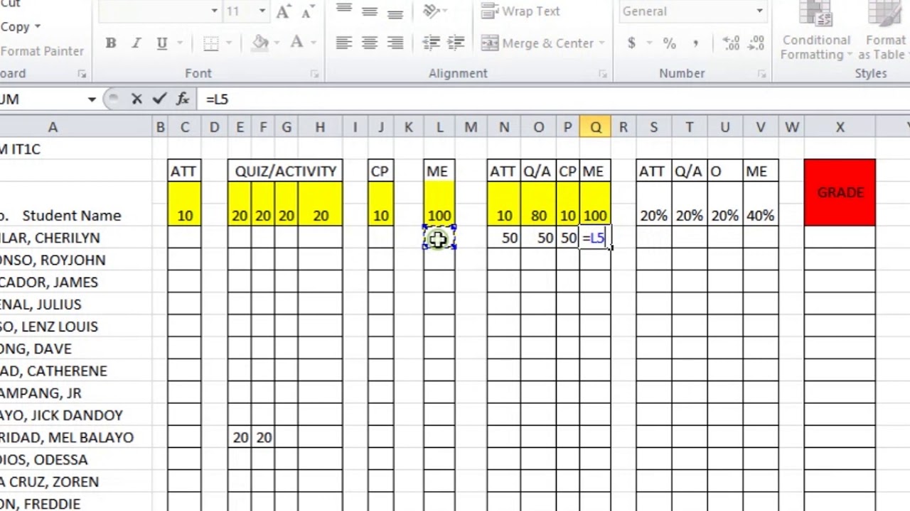 How To Make Students Grading Sheet Using Electronic Spreadsheet how-to-make-students-grading-sheet-using-electronic-spreadsheet
