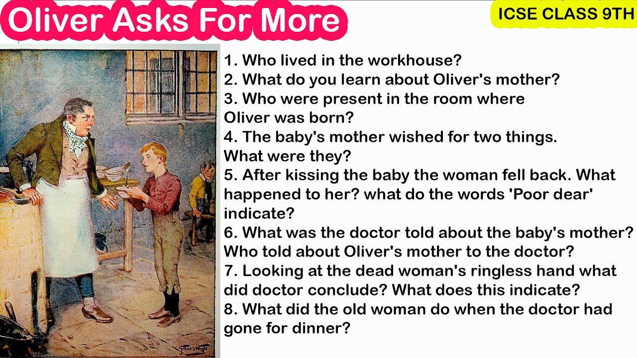 Oliver Asks For More Questions and Answers ICSE 9th Class | Treasure ...