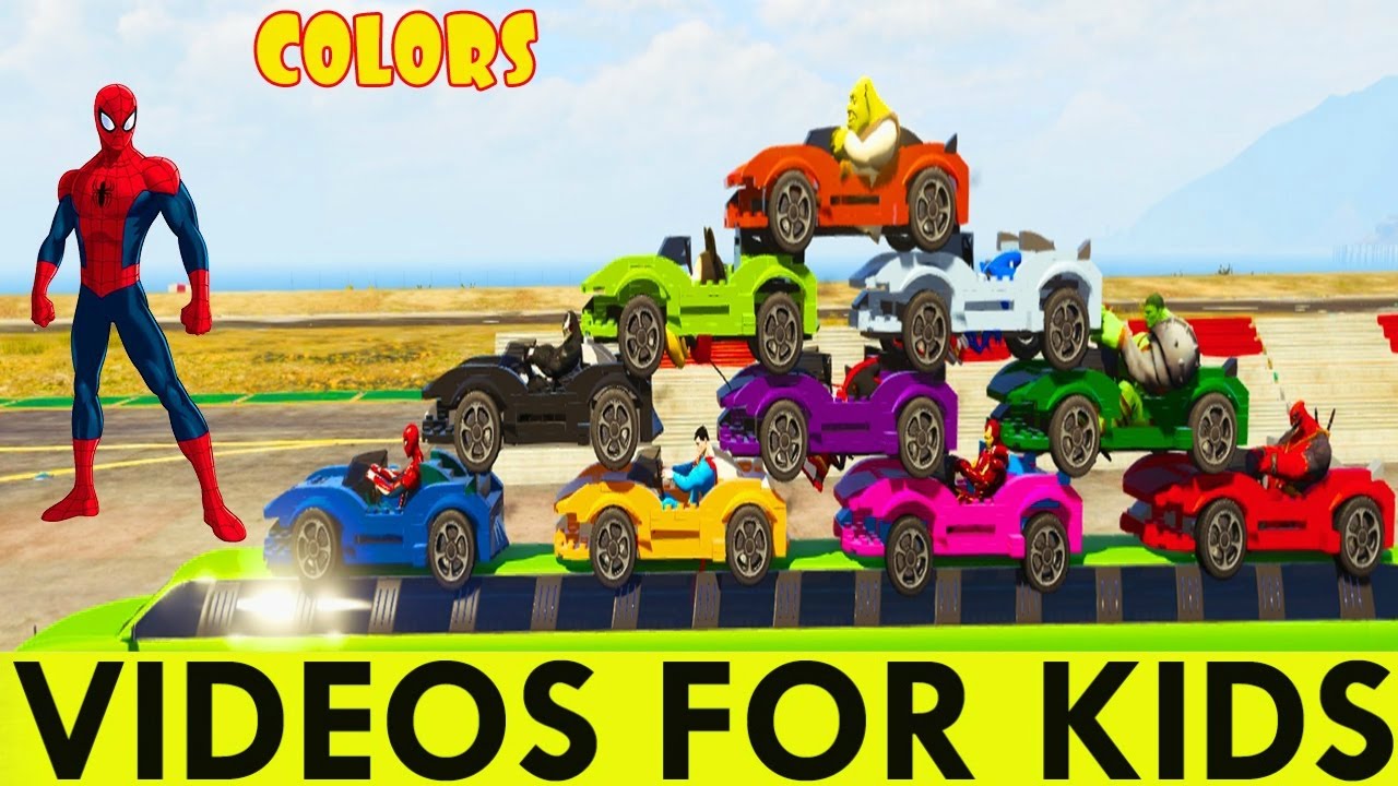 COLORS CARS in Colors Superheroes Spiderman Cartoon for Kids and ...