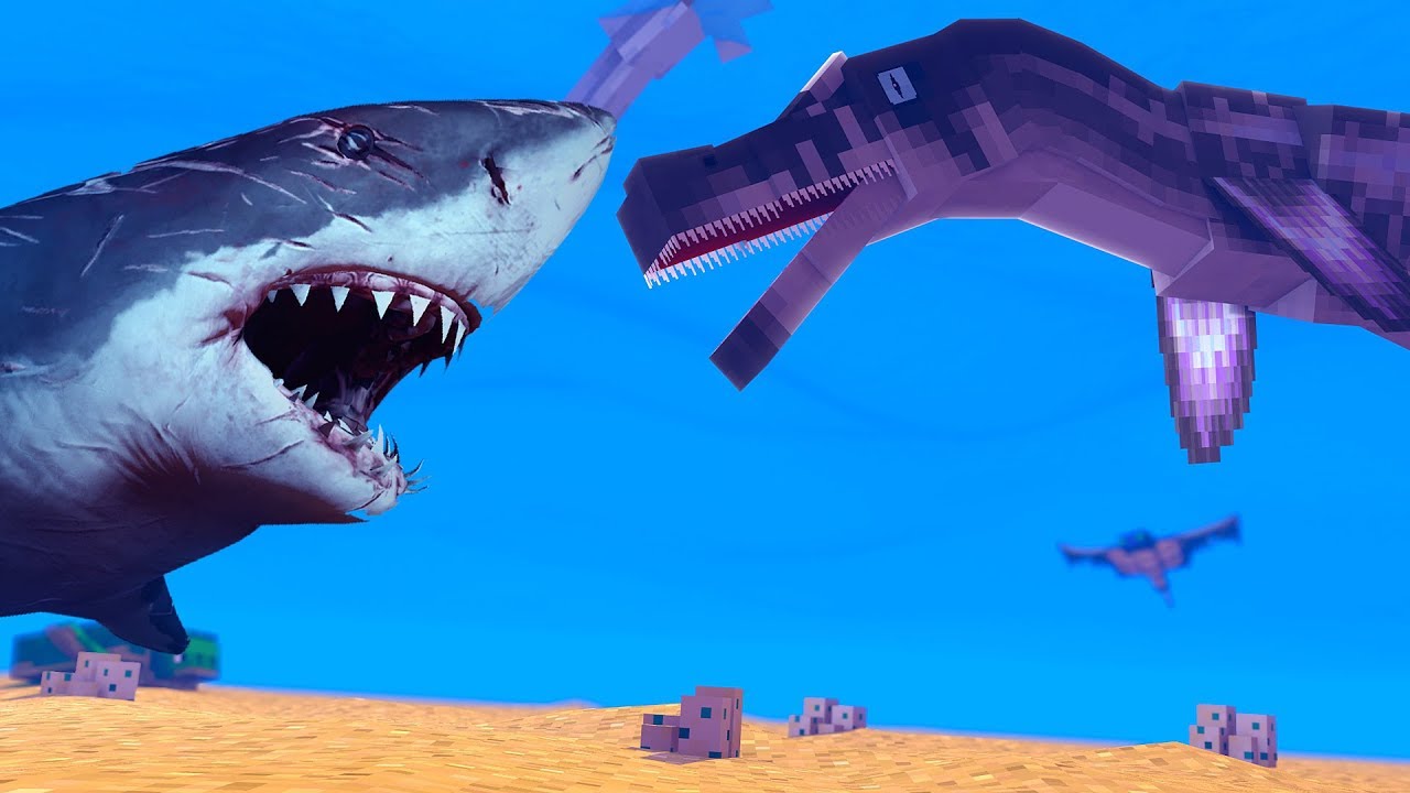 Minecraft: MEGALODON vs MOSASSAUROS - TERRA DOS DINOSSAUROS Epi. 14 ...