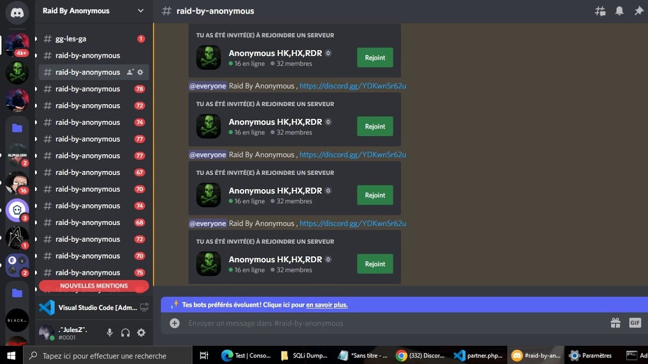 #1 #discord Raid d'un serveur, on test mon nouveau bot | video ...