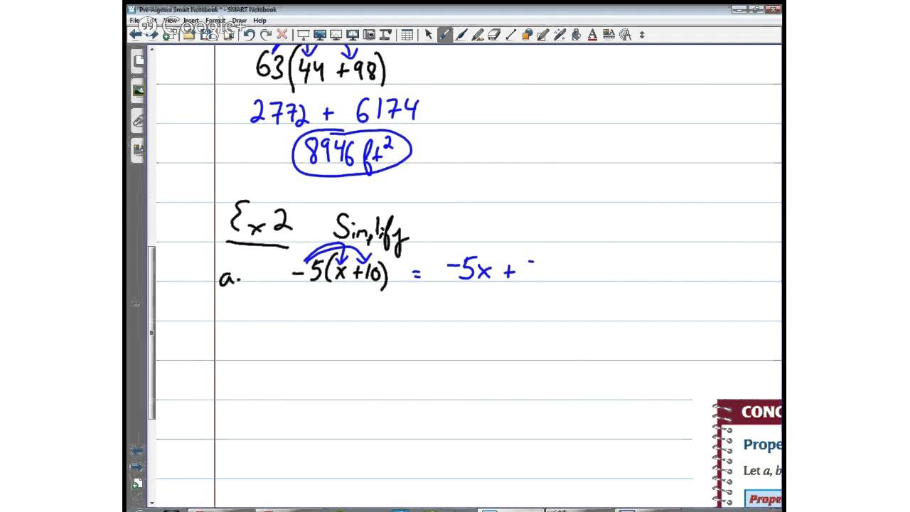 Pre-Algebra 1-8 The Distributive Property - YouTube