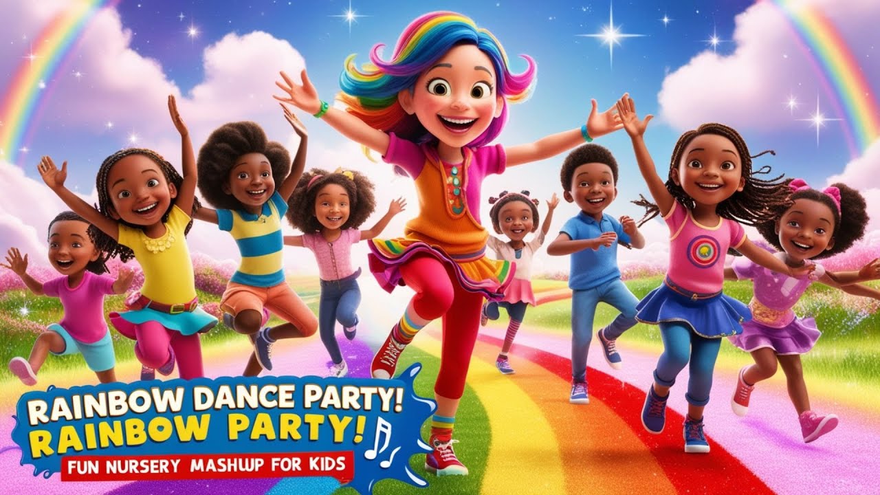 Rainbow Dance Party 🌈 Fun Nursery Rhyme Mashup for Kids Clap, Spin ...
