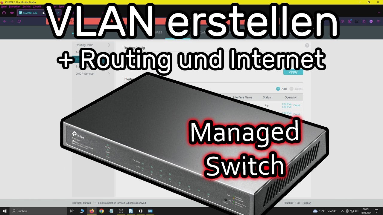 TP-Link Switch VLAN einrichten + Routing und Internet (TP-Link TL-SG2008P) - YouTube