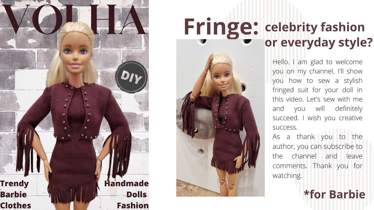 How To Make Trendy Barbie FRINGED SUIT - YouTube