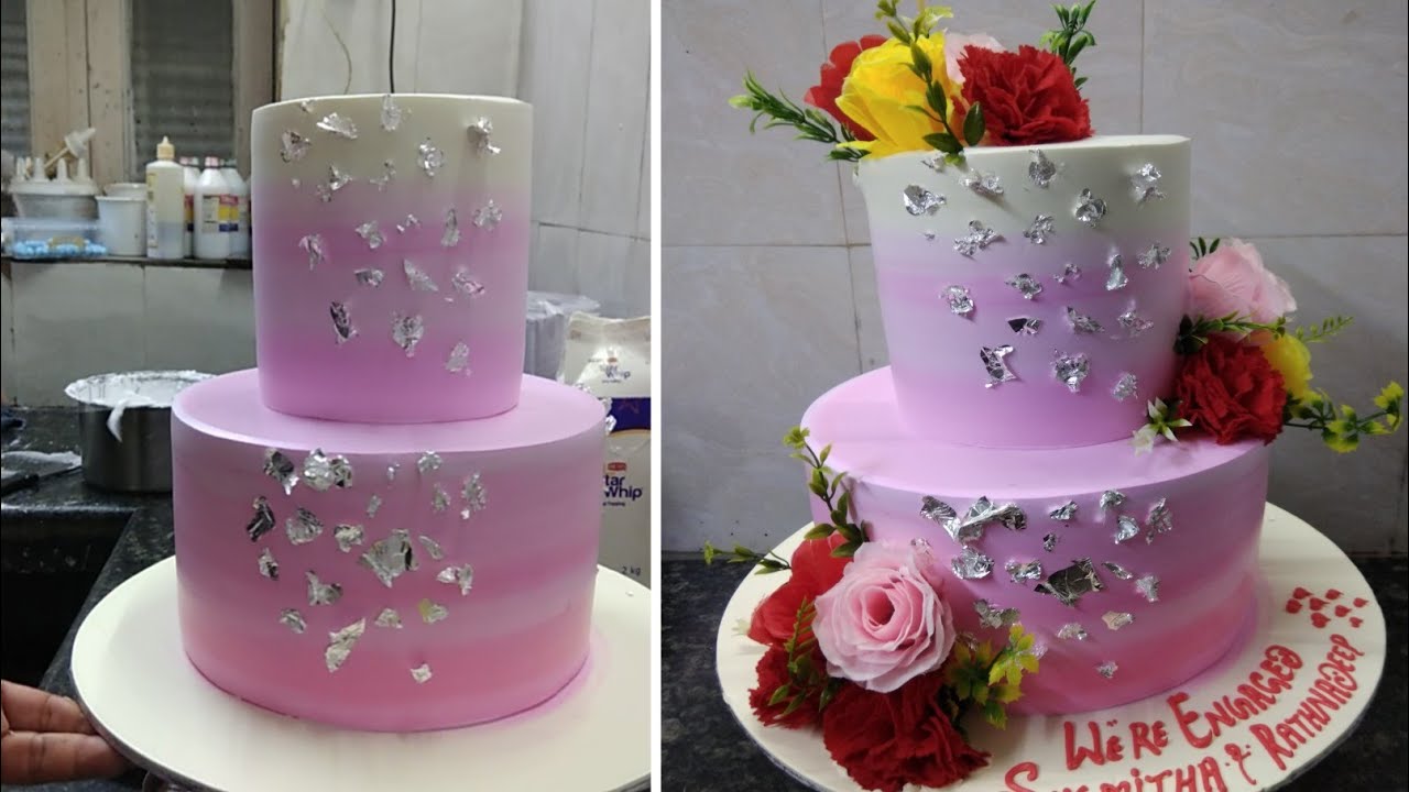Two Step Anniversary Cake Wedding Cake |Engagement Cake - YouTube