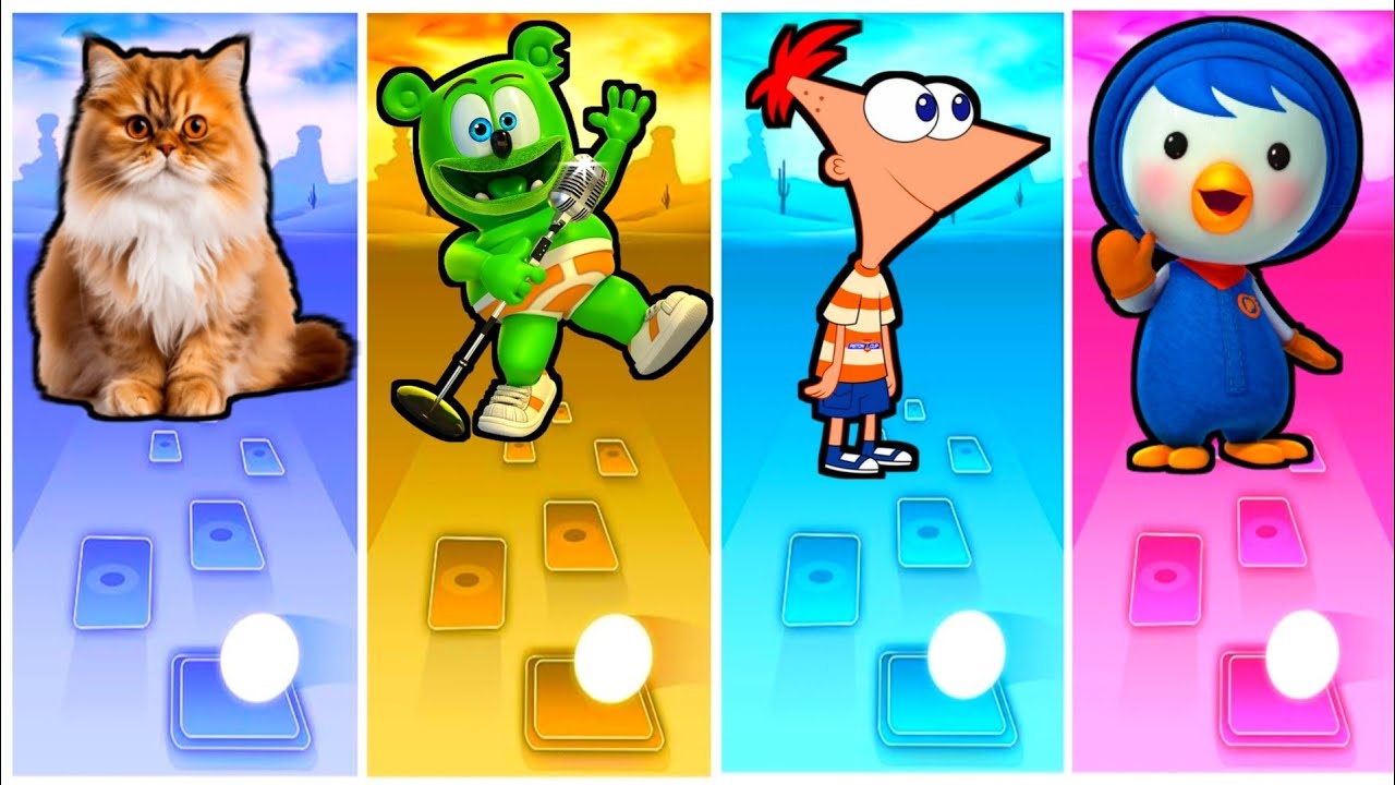 Num Num Cat 🆚 The Gummy Bear Shw 🆚 Phineas and Ferb 🆚 Pororo 🎶 Who is ...