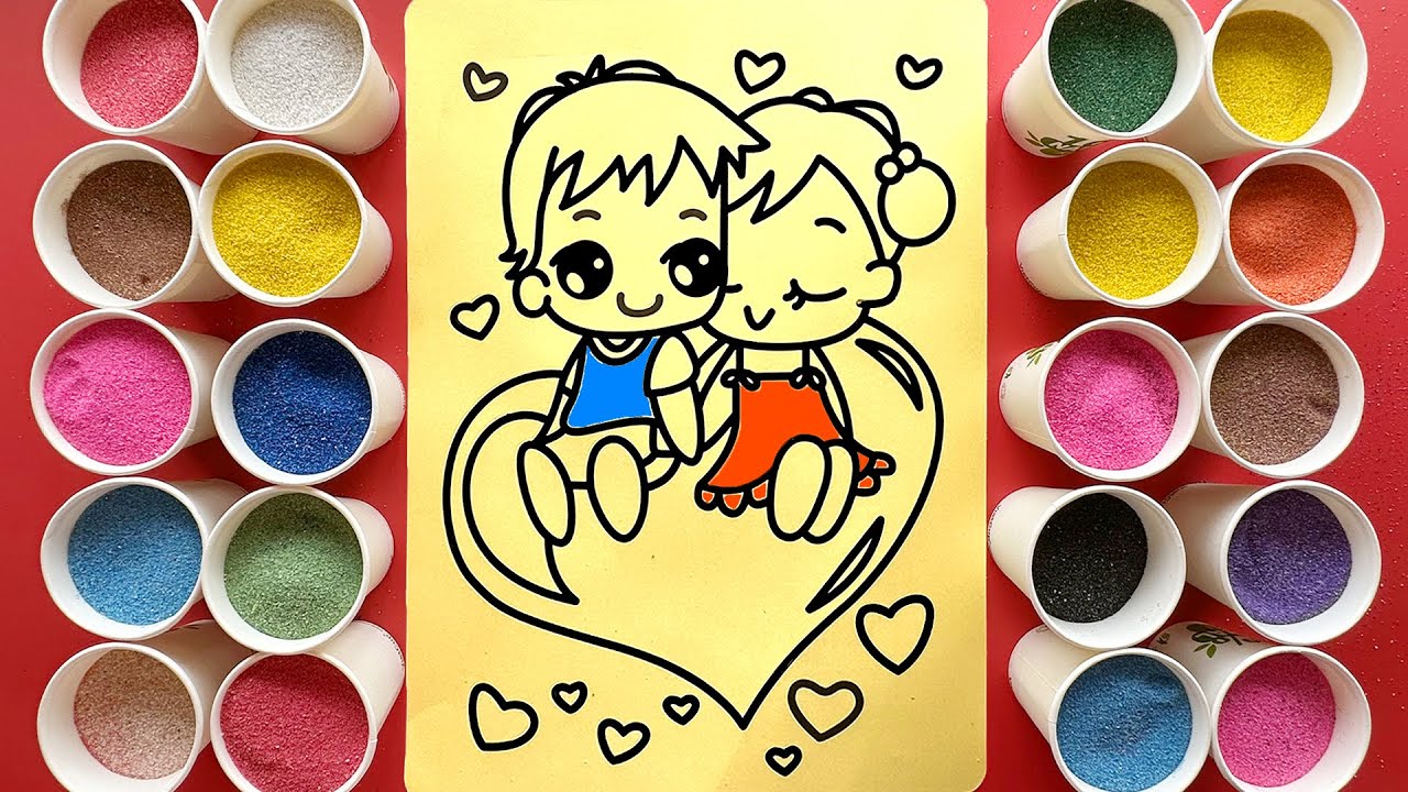 Coloring Pictures with Colorful Sand - YouTube