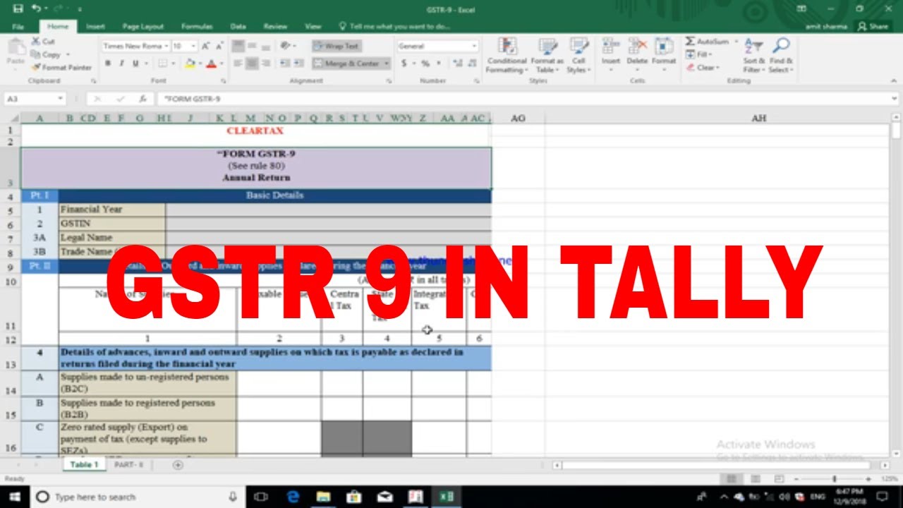 GSTR 9 IN TALLY ERP 9 - YouTube