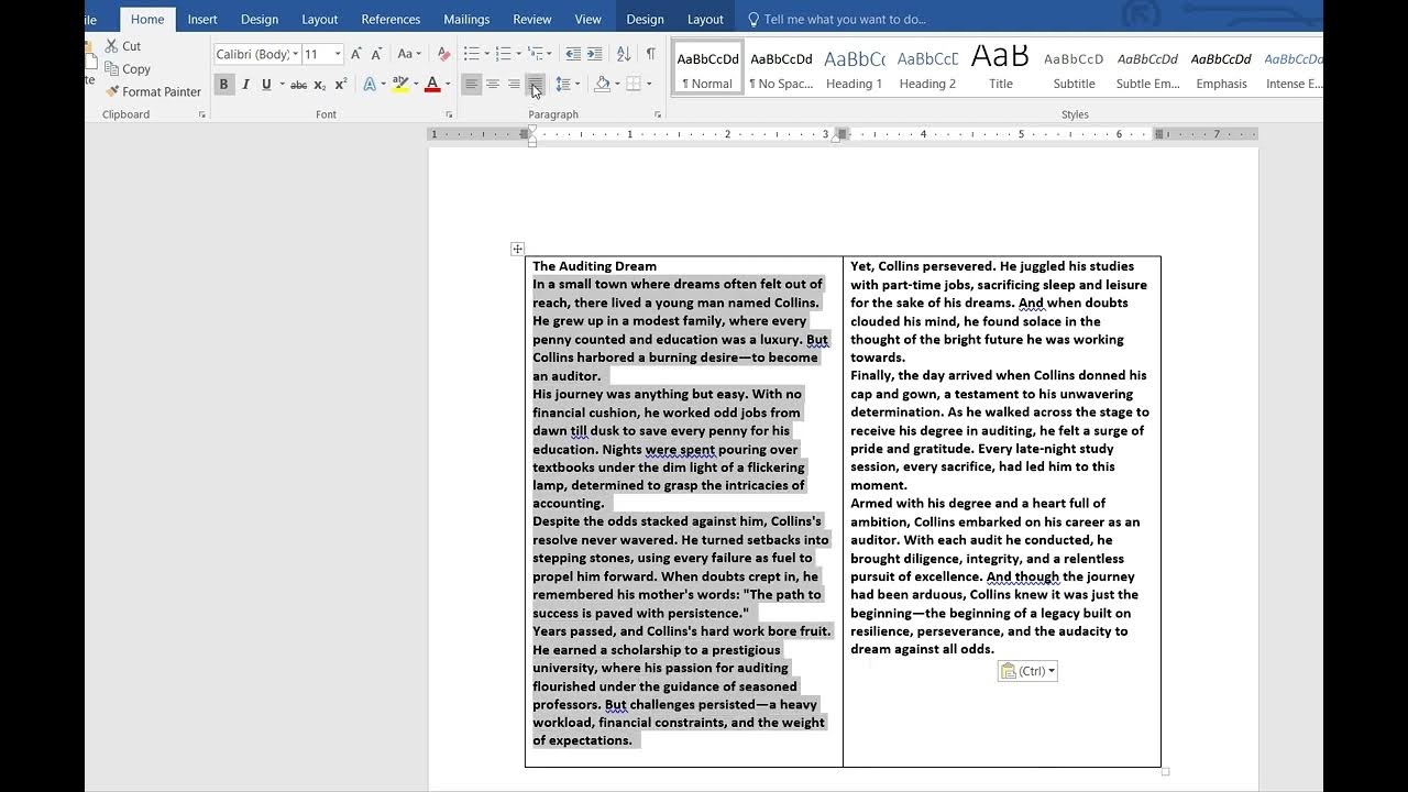 How to put your text in two columns in word document - YouTube