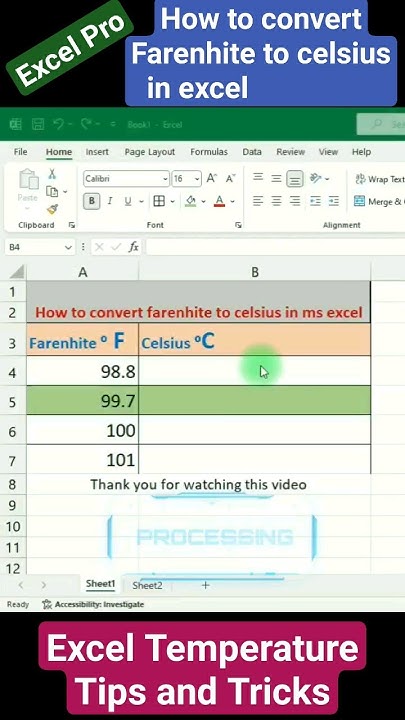 How to Convert Fahrenheit to Celsius in Excel #exceltips #exceltutorial #excelinterview #shorts ...