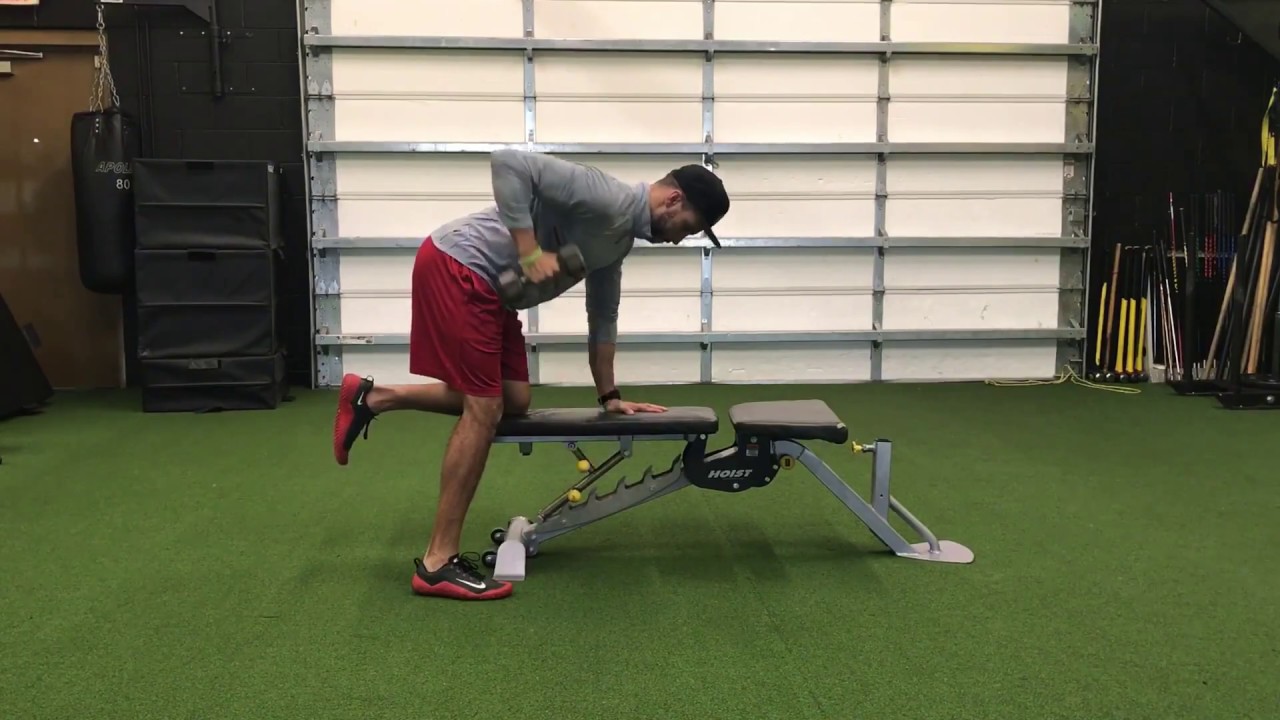 Bench single arm row with a press - YouTube