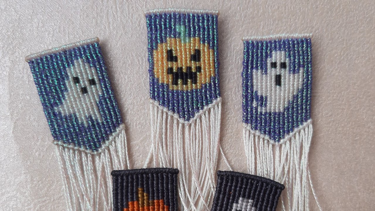 How to make macrame pixel pattern ( Halloween ghost ) - YouTube