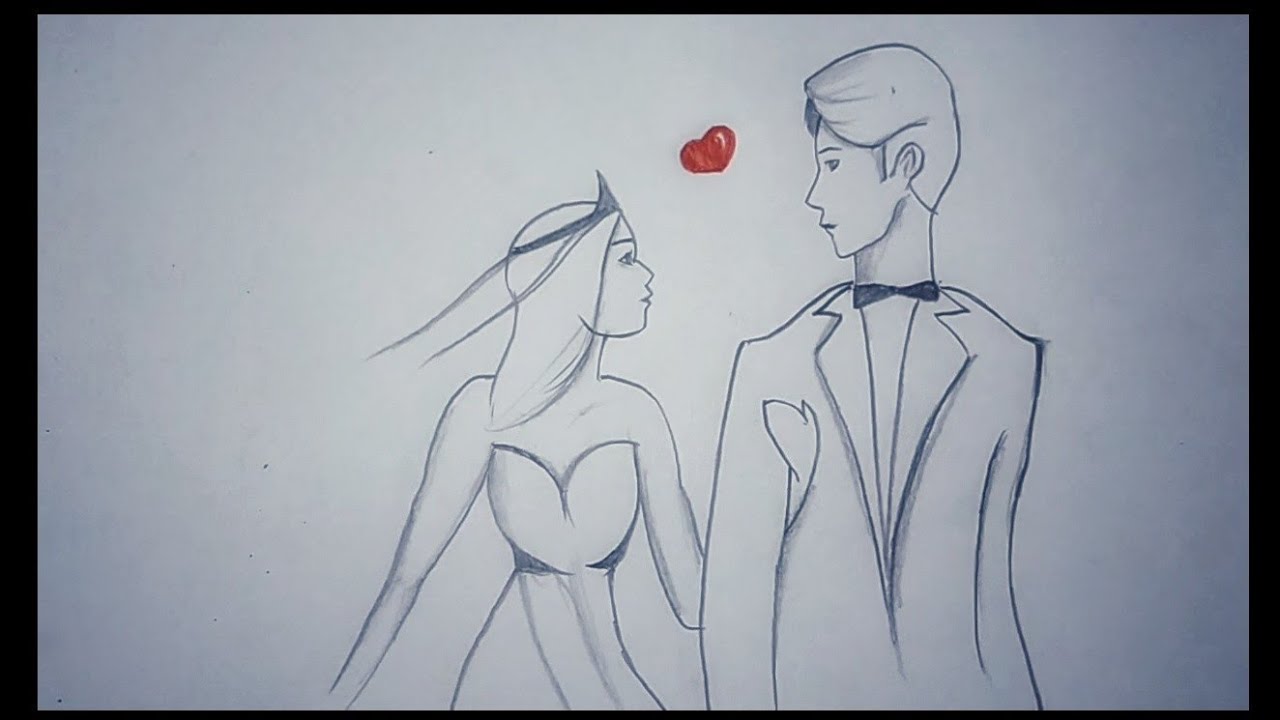 pencil drawing of couple step by step / romantic coupledrawing - YouTube