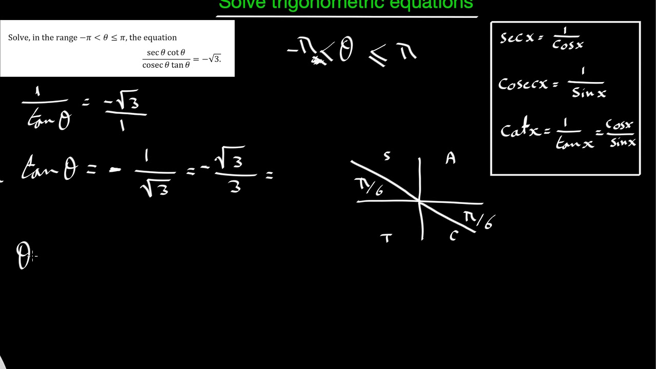 sec , cosec, cot , solve trigonometic equations ,(P3) - YouTube