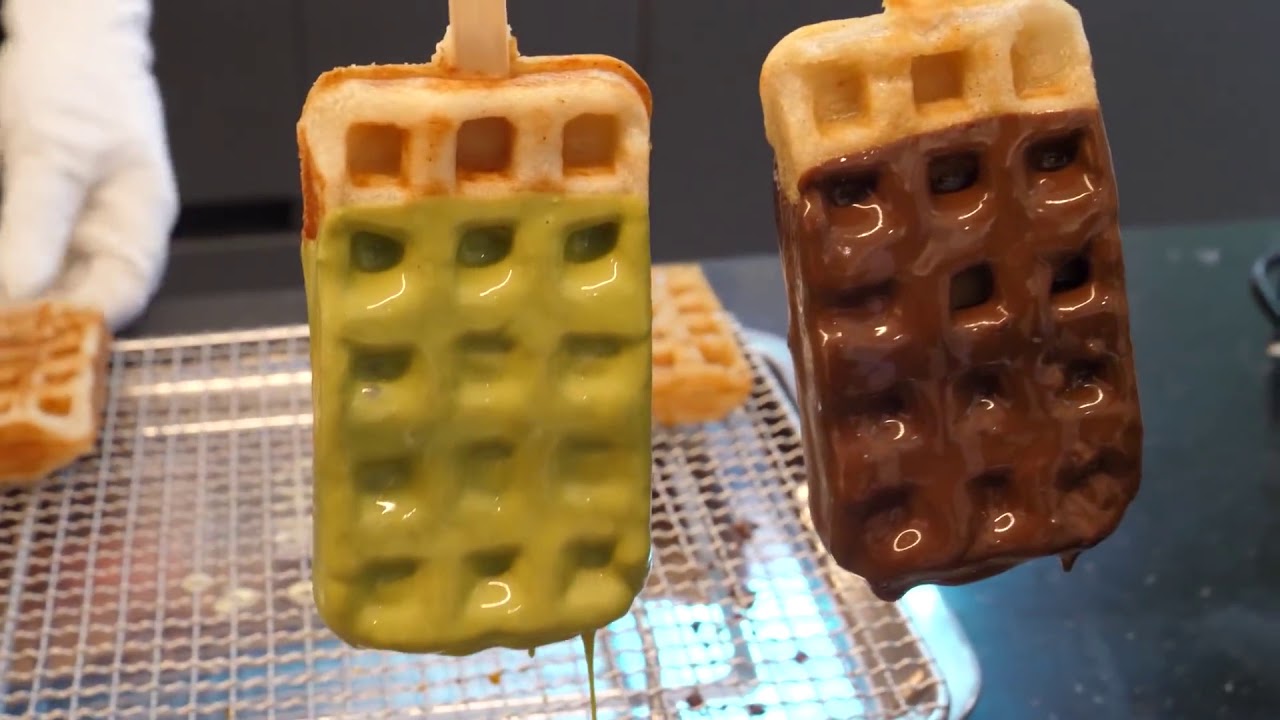 chewy sticky rice waffle street food - YouTube