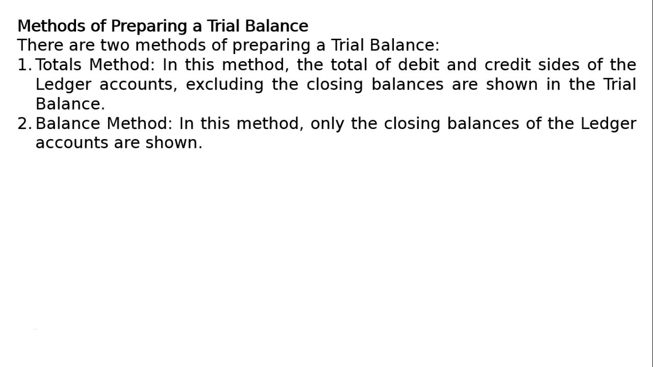 Methods of Preparing a Trial Balance - YouTube