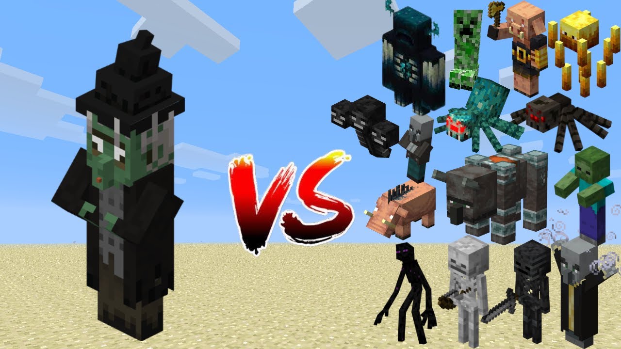 Minecraft Wither Witch VS All Mobs || Minecraft Mobes Battle || - YouTube