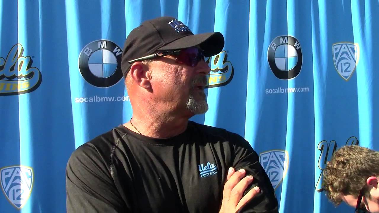 Offensive coordinator Noel Mazzone talks after UCLA practice 8/20/14 ...