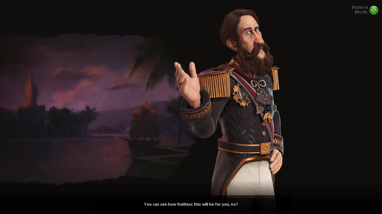 Civilization 6 Pedro II of Brazil Declare War Cutscene - YouTube
