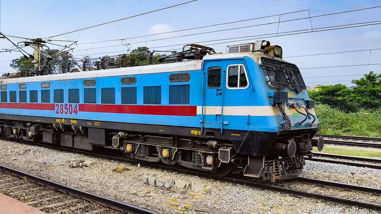 Twin WAG-7 Locomotives Cruise Through K R Puram at a Slower Pace - YouTube