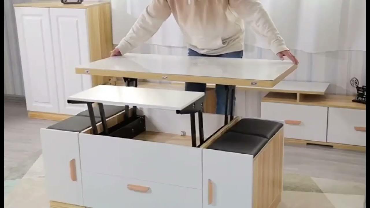 extendable coffee table into dining table mechanism - YouTube