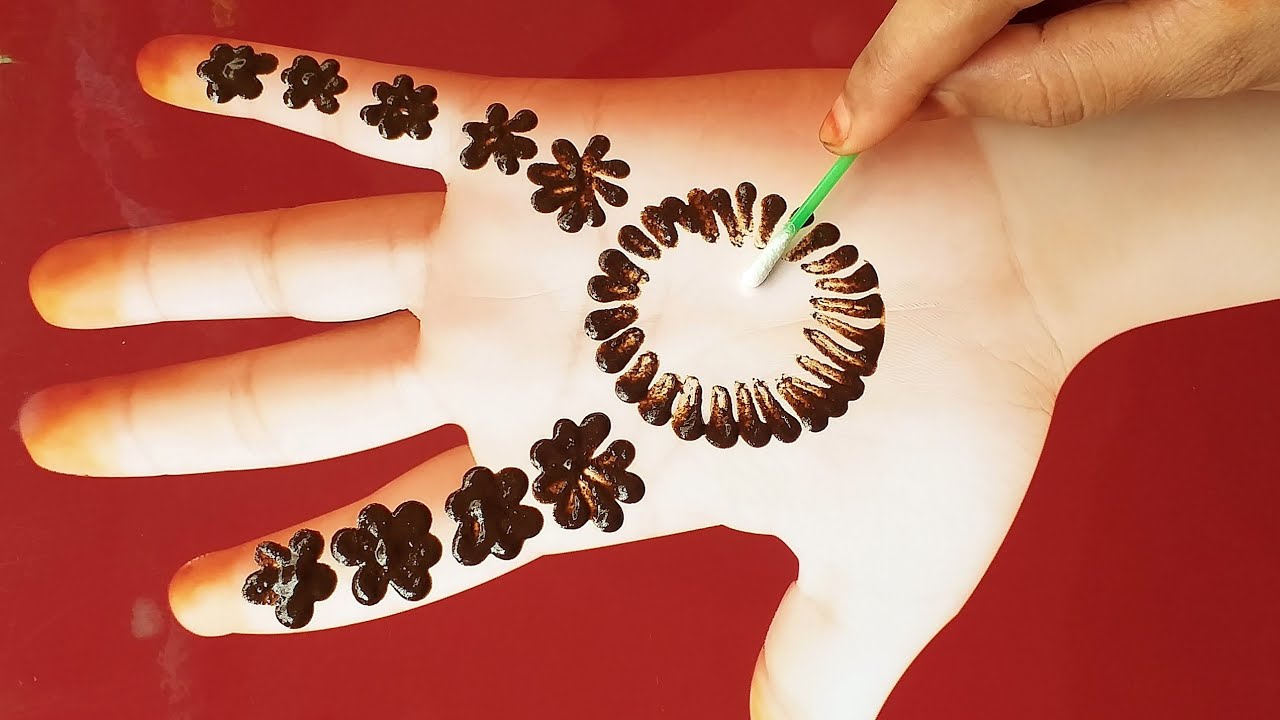 Very easy cotton bad mehndi design/Arabic beautiful front hand mehndi ...