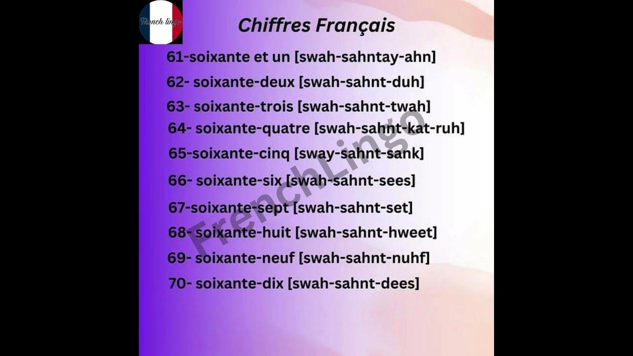 "Learning to Count in French: 61 to 70" - YouTube