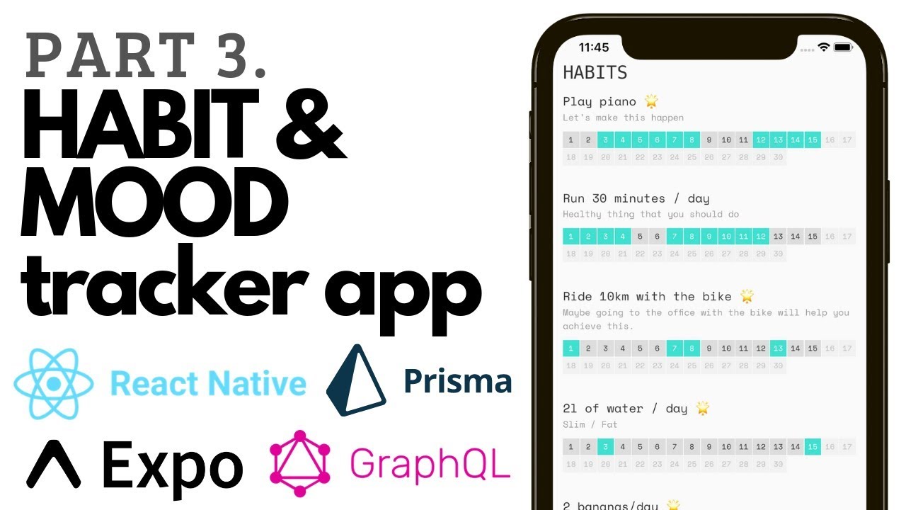 Part 3 - Uzual.App - Habit & Mood tracker application with React Native & graphQL - YouTube