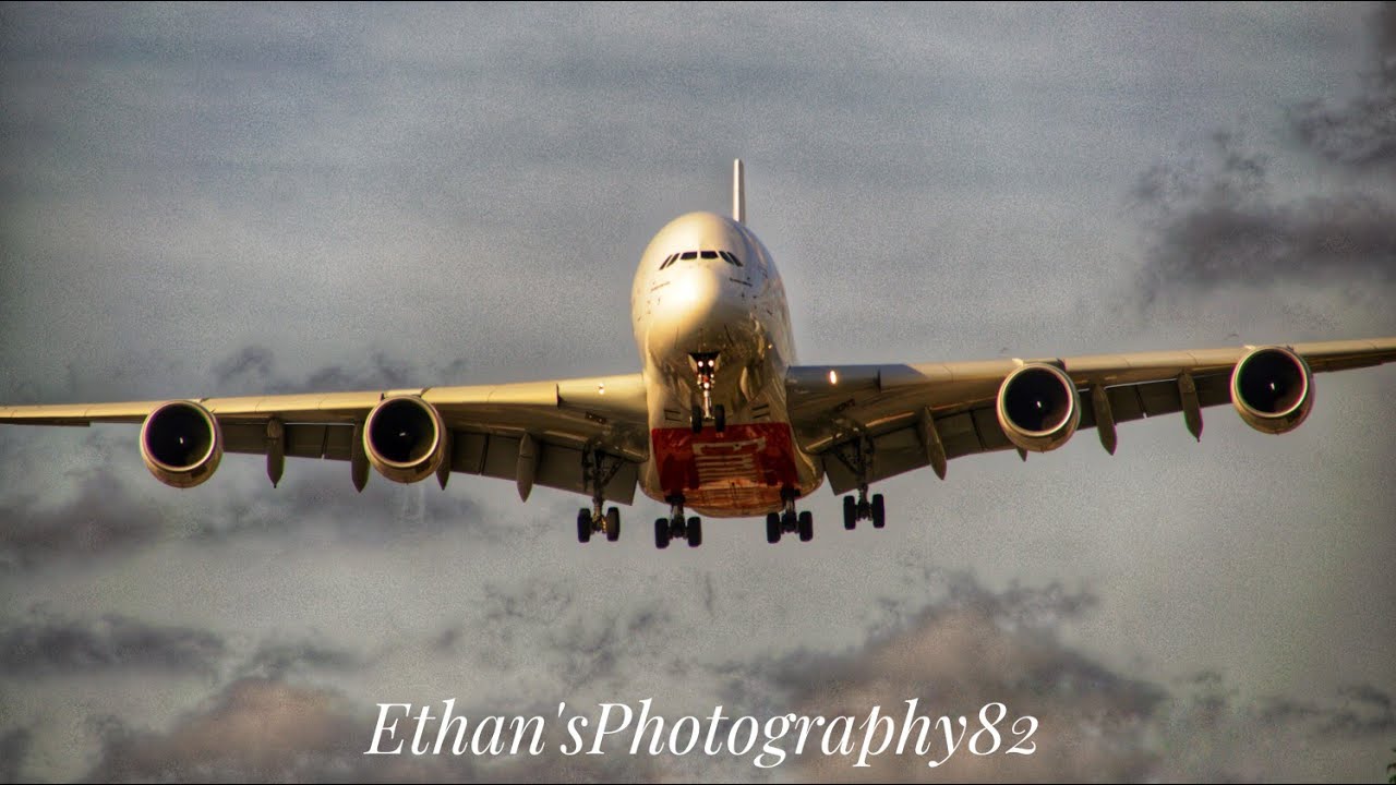 Brand new Emirates A380 livery lands into BHX - YouTube