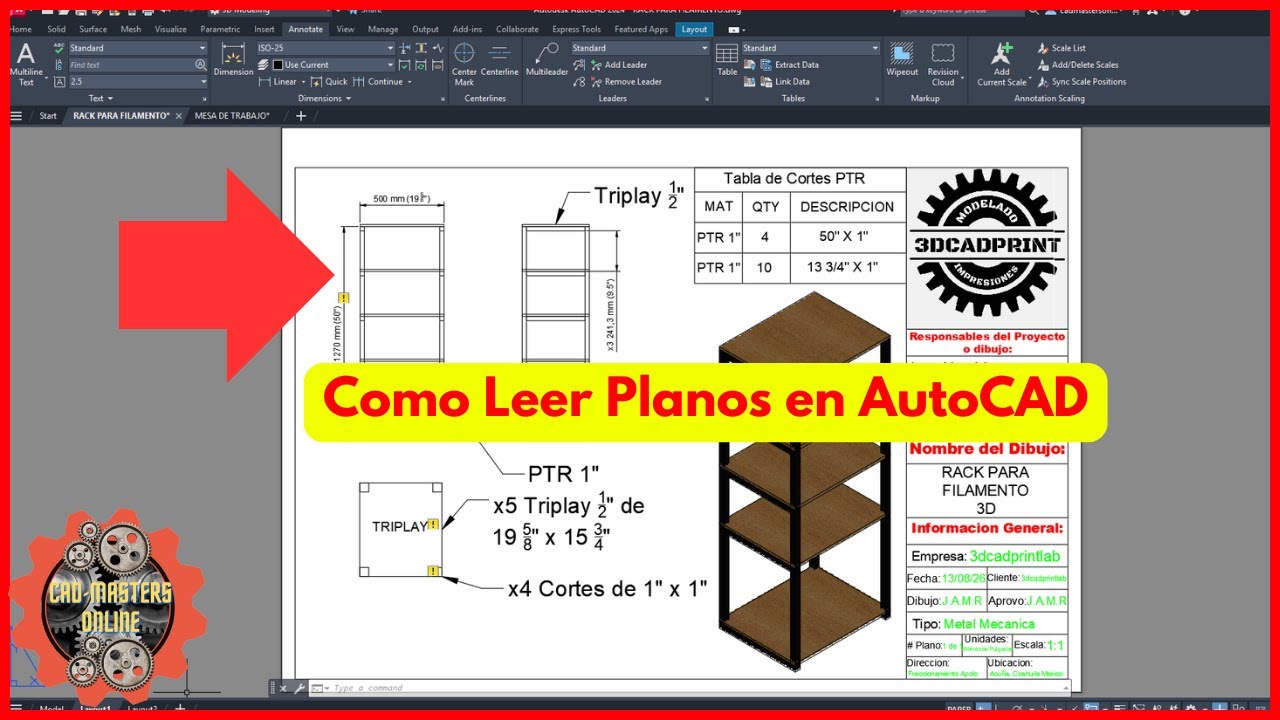 CLASE 43 Como leer PLANOS Industriales, Mecánicos y Arquitectónicos En ...