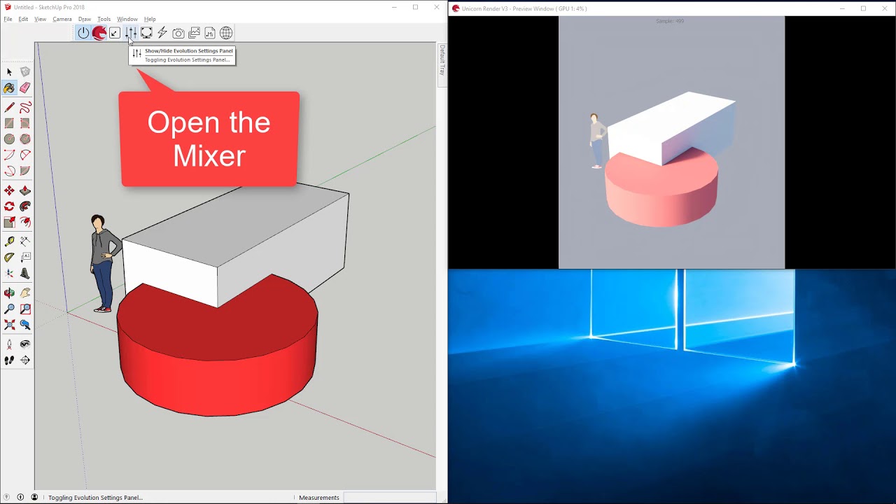 Unicorn Render Sketchup Plugin Tutorial - Toolbar screen layout - YouTube