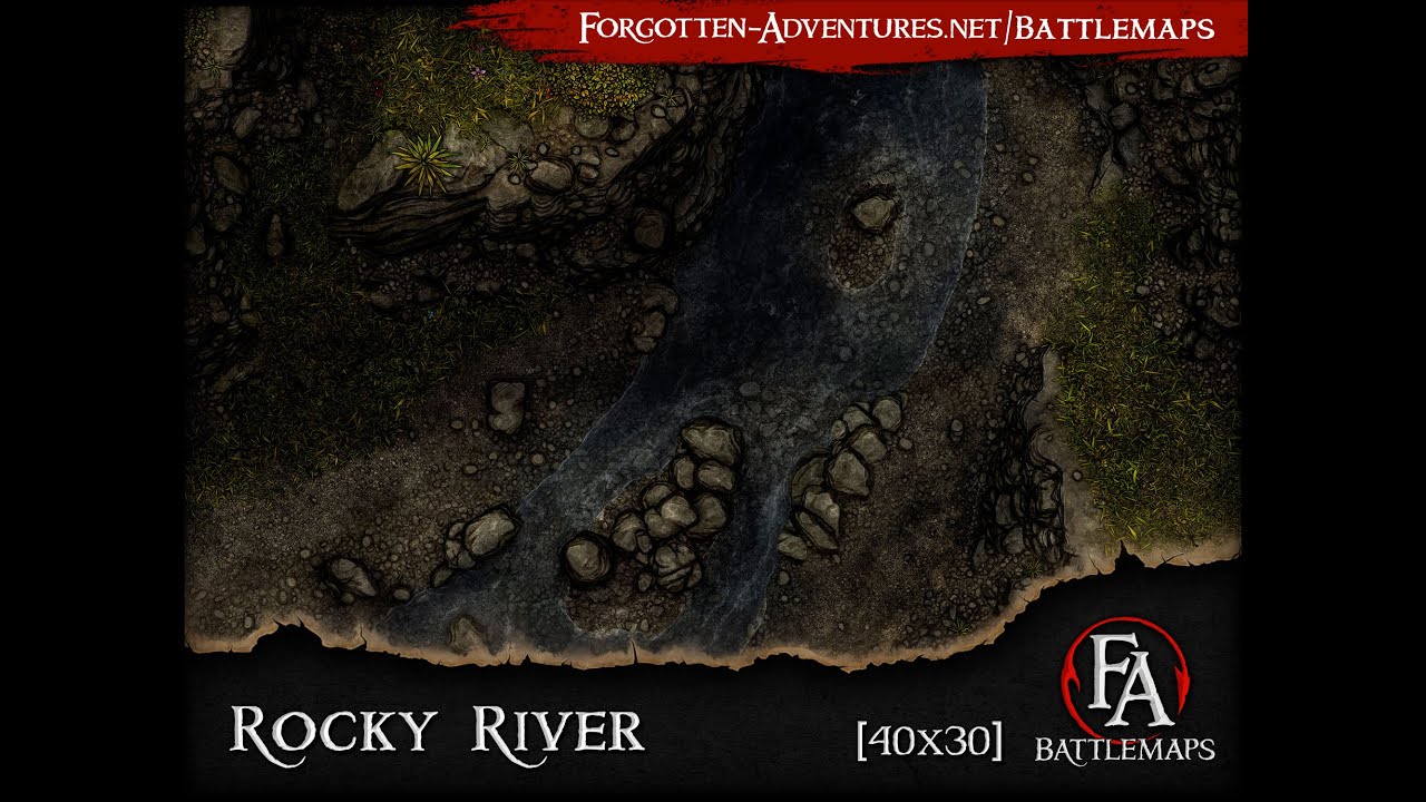 FA Battlemaps - Rocky River 40x30 - Foundry VTT Preview [Free Map ...