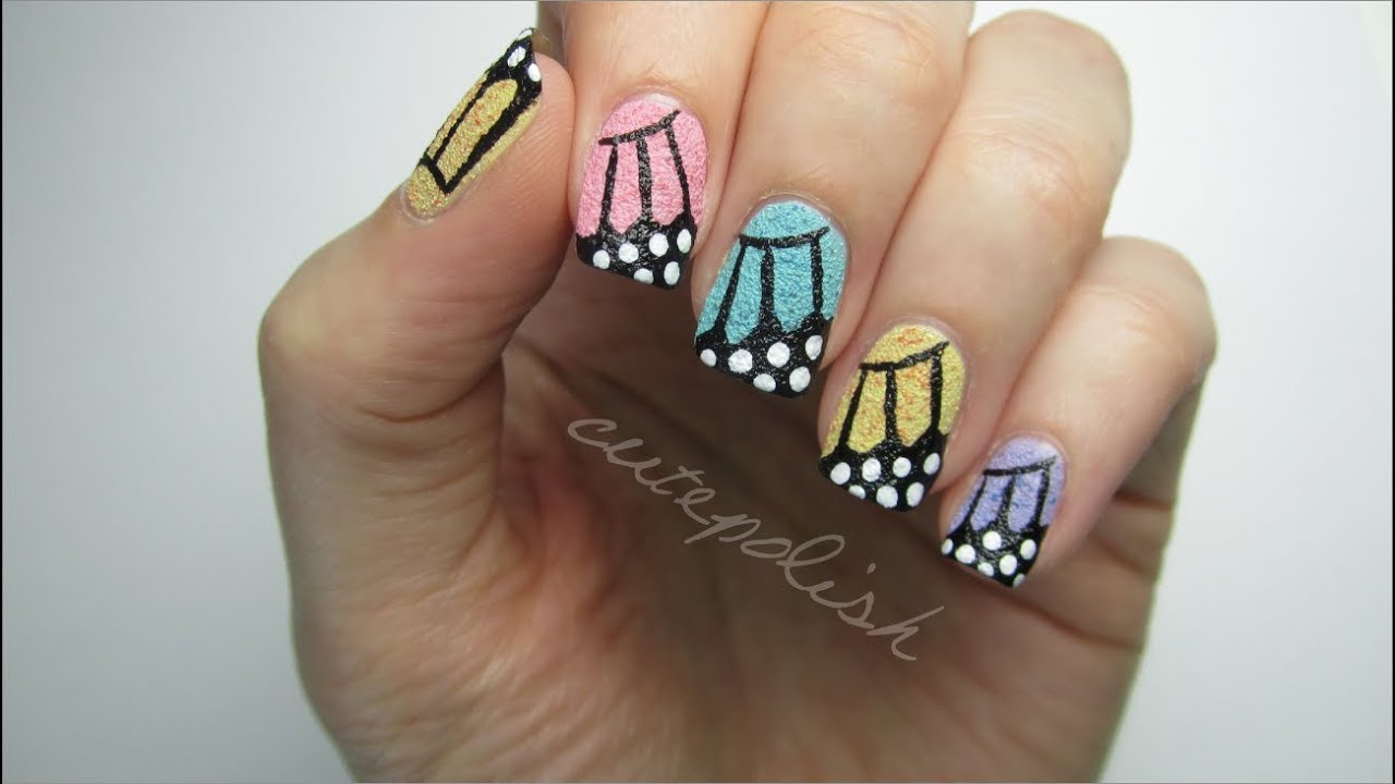 Textured Butterfly Wing Nails! - YouTube