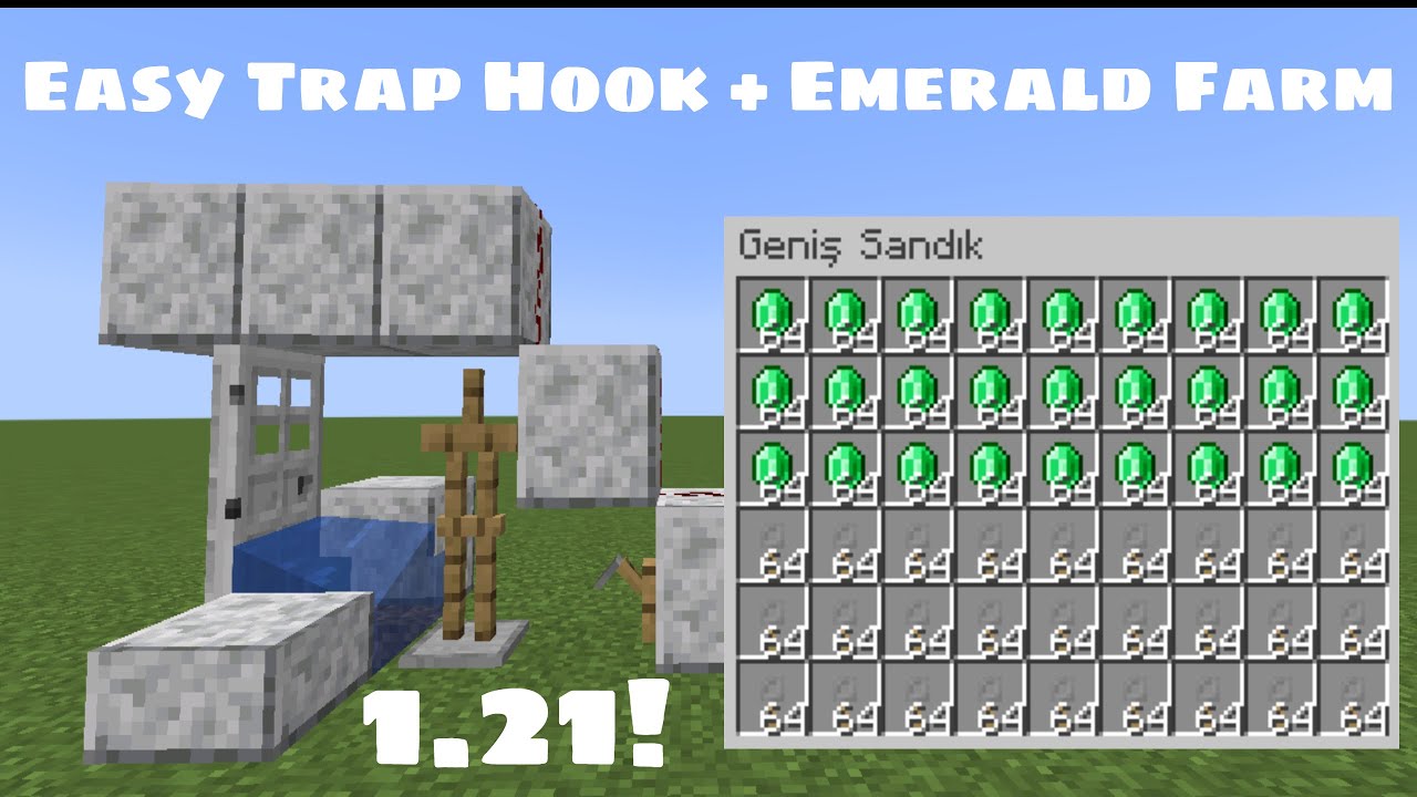 Minecraft Easy Trap Hook + Emerald Farm! 1.21+ - YouTube