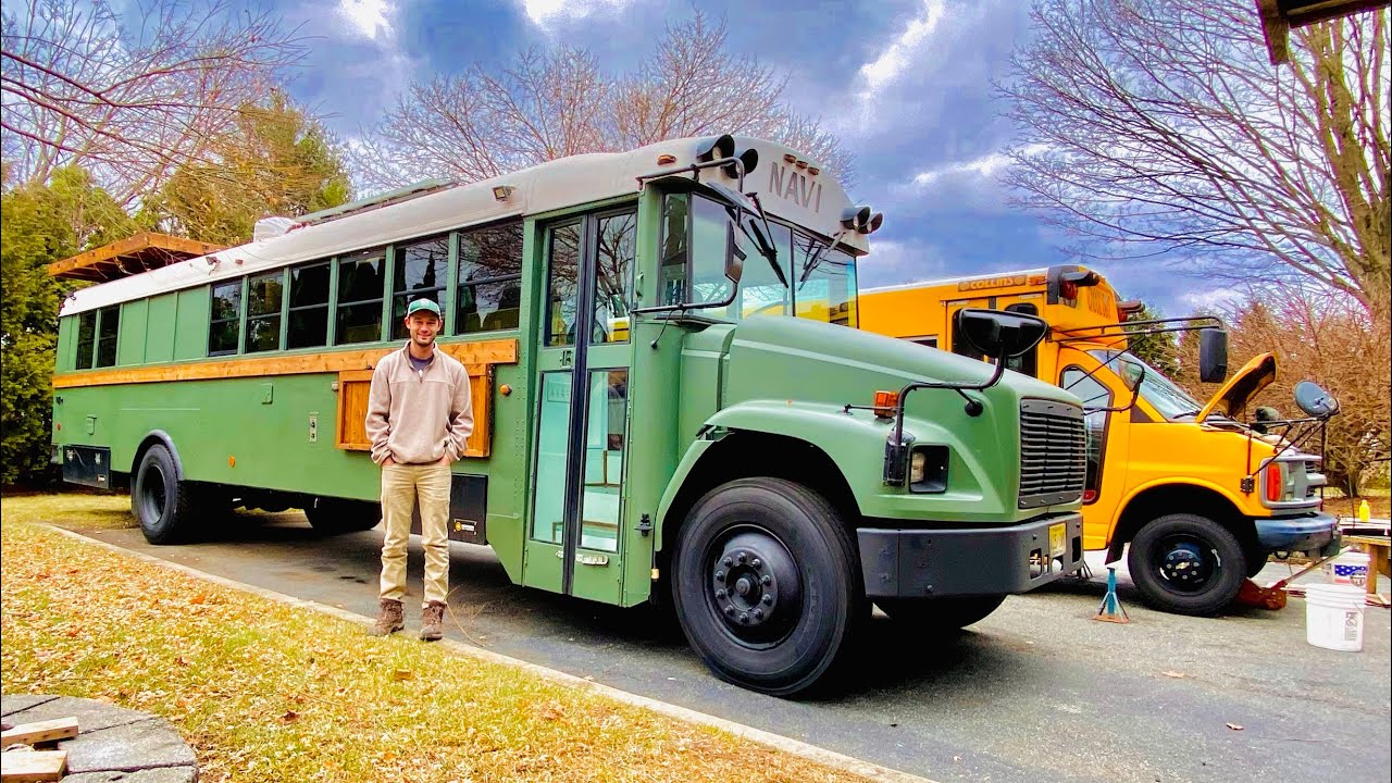 SCHOOL BUS Tiny Home - Skoolie Follow Up Tour | Build & Conversion ...