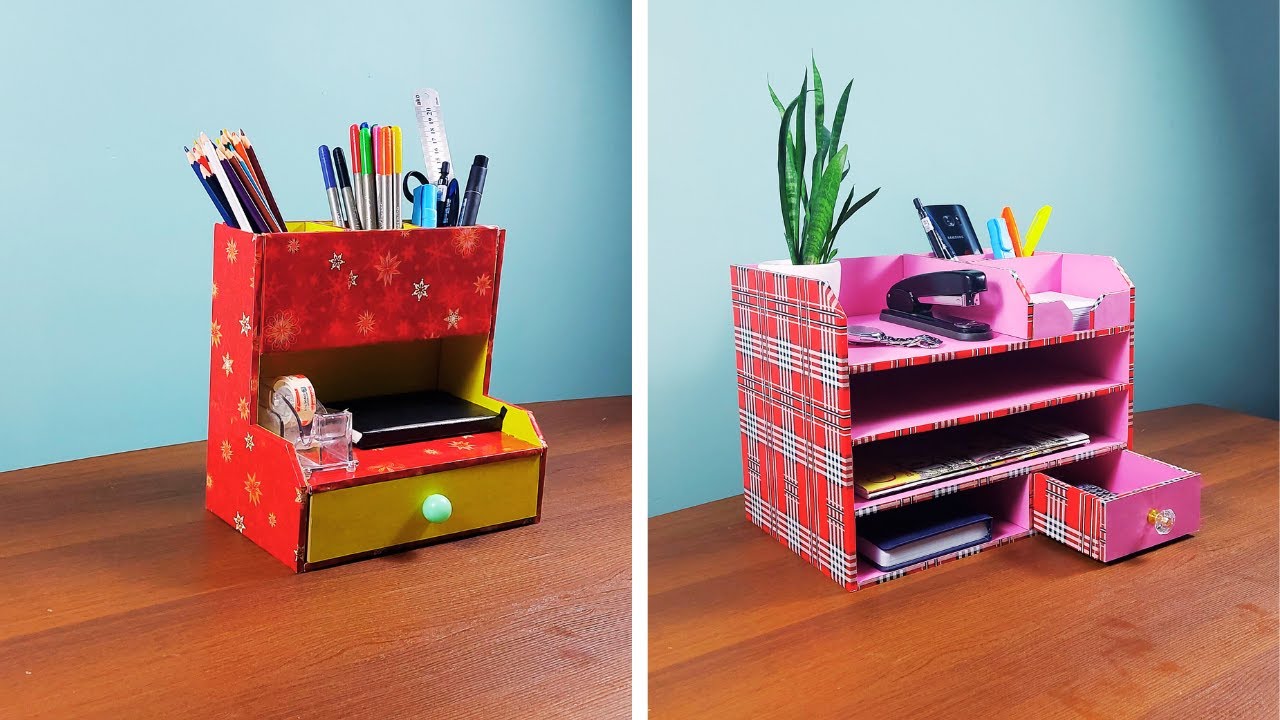 2 Creative Stationery organizers ideas From Cardboard | Craft Ideas ...