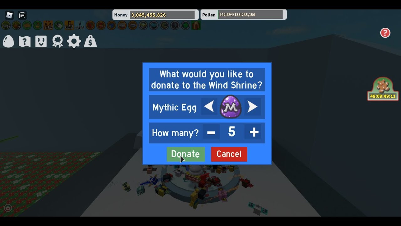 Donating 5 Mythic eggs to the Wind Shrine | Roblox Bee Swarm Simulator ...