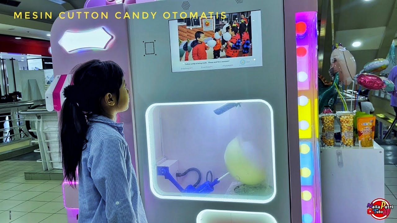 KEREN‼️ Mesin Otomatis Pembuat Cutton Candy Di Mall - YouTube