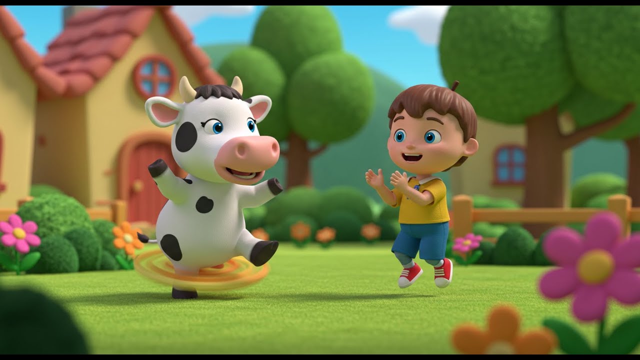 Baby Moo Moo Dancing | Cow Song for Kids | Farm Animal Nursery Rhyme ...