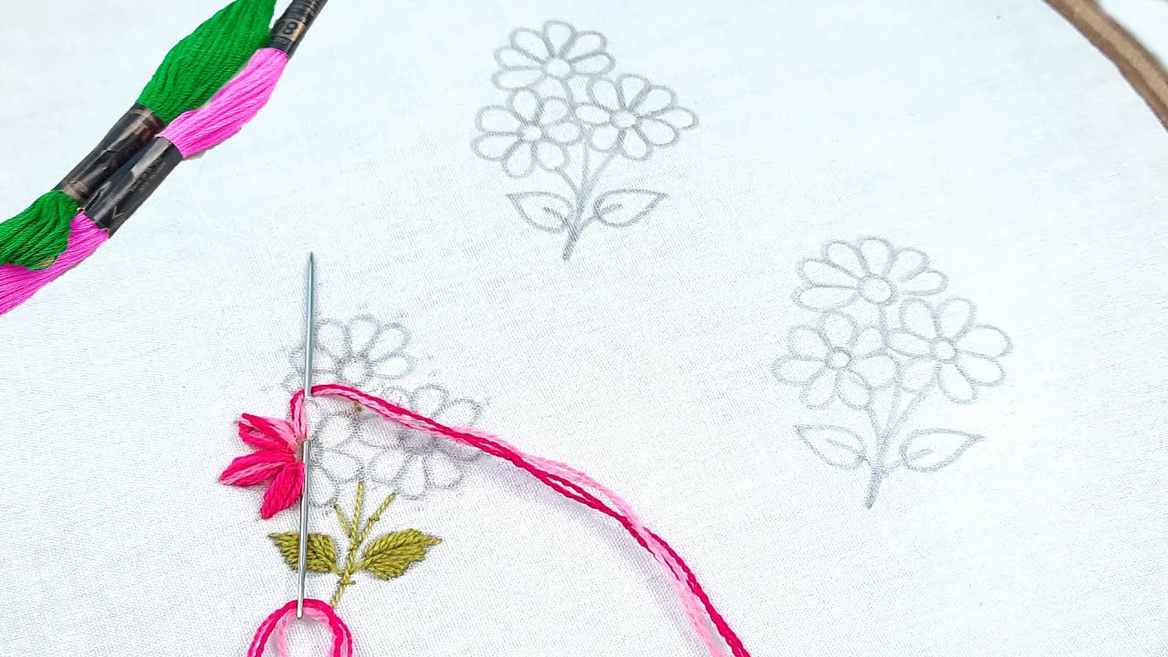 Basic Stitch Flower Embroidery Tutorial !!! Amazing Mini Flower All ...