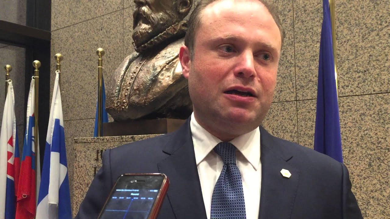 Prime Minister Joseph Muscat briefing the press after an EU summit that ...