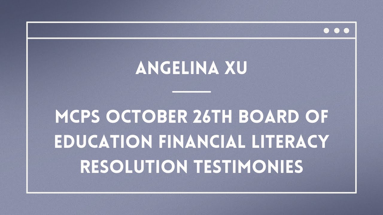 Angelina Xu October 26th Board of Education Testimony for Financial ...