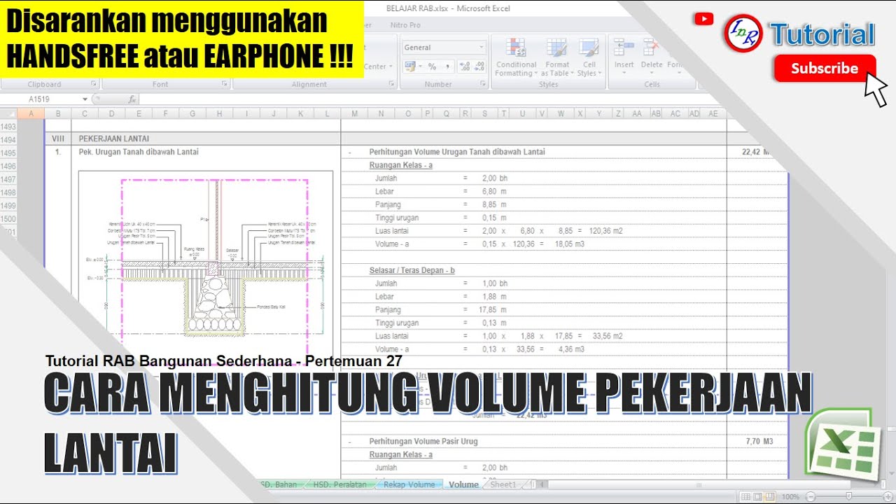27. Cara menghitung volume pekerjaan lantai - YouTube